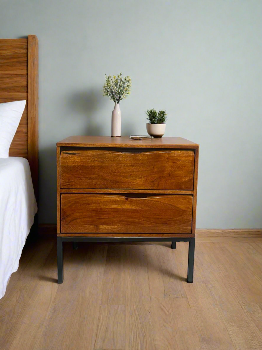 Live edge Bedside Table with 2 drawers – The Crafture