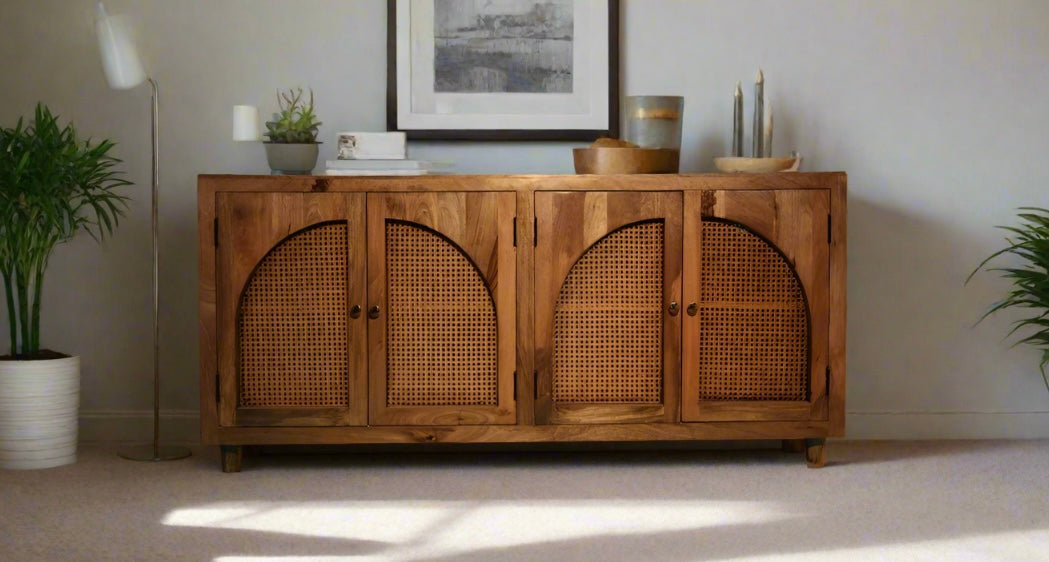 Rattan mesh natural color sideboard – The Crafture