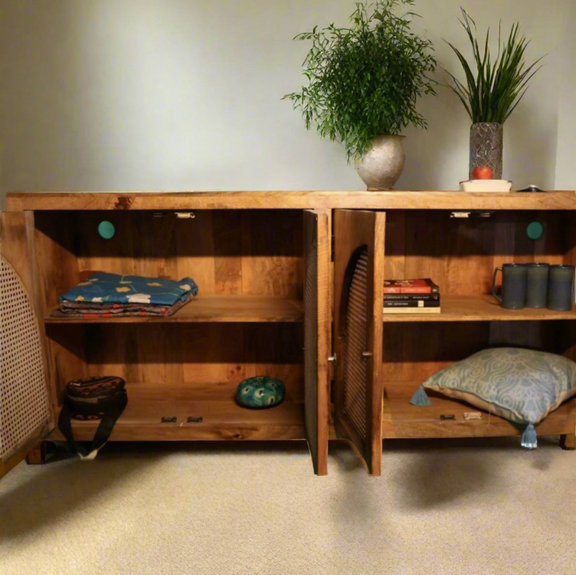 Rattan mesh natural color sideboard – The Crafture