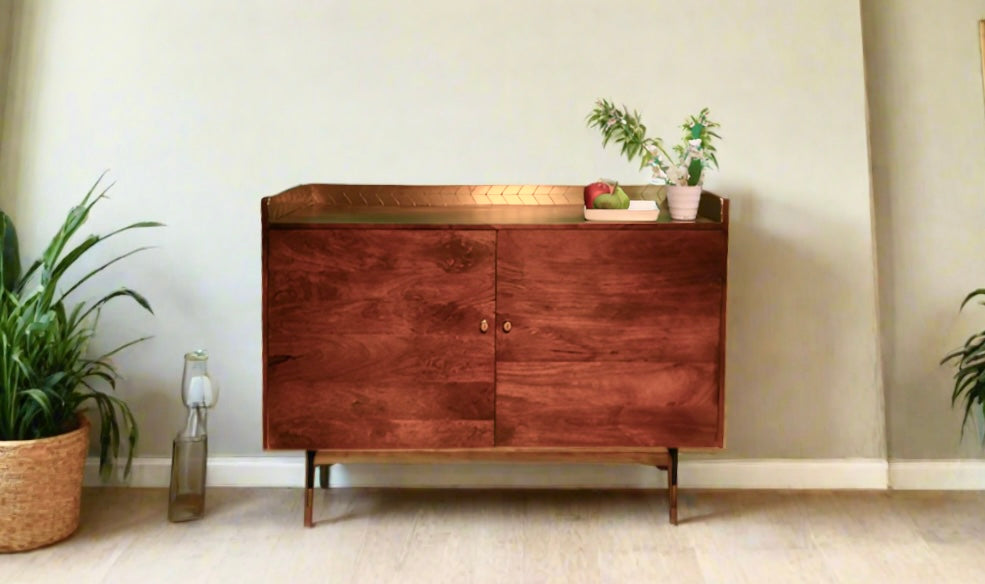 Golden cover wood mid-size sideboard – The Crafture
