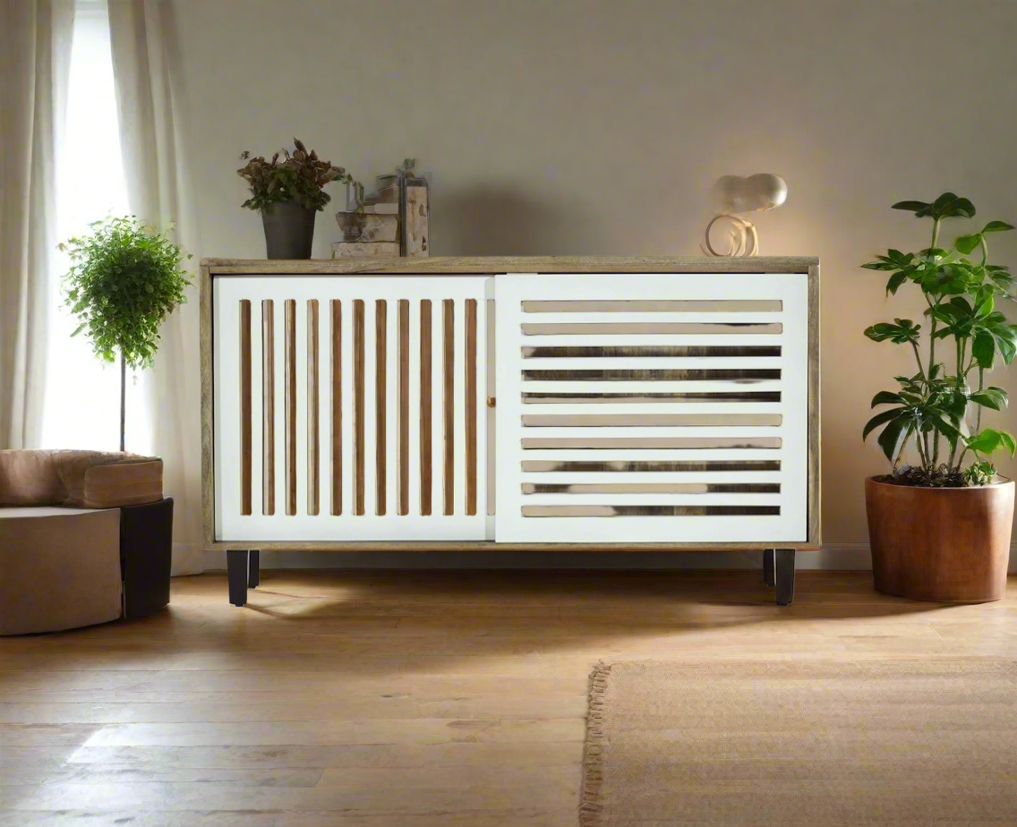 Kirti’s airy sliding slat sideboard – The Crafture